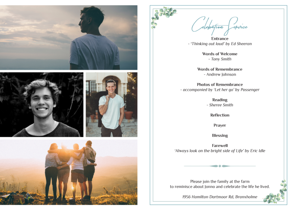 Service Sheets - F Greed & Sons Funerals