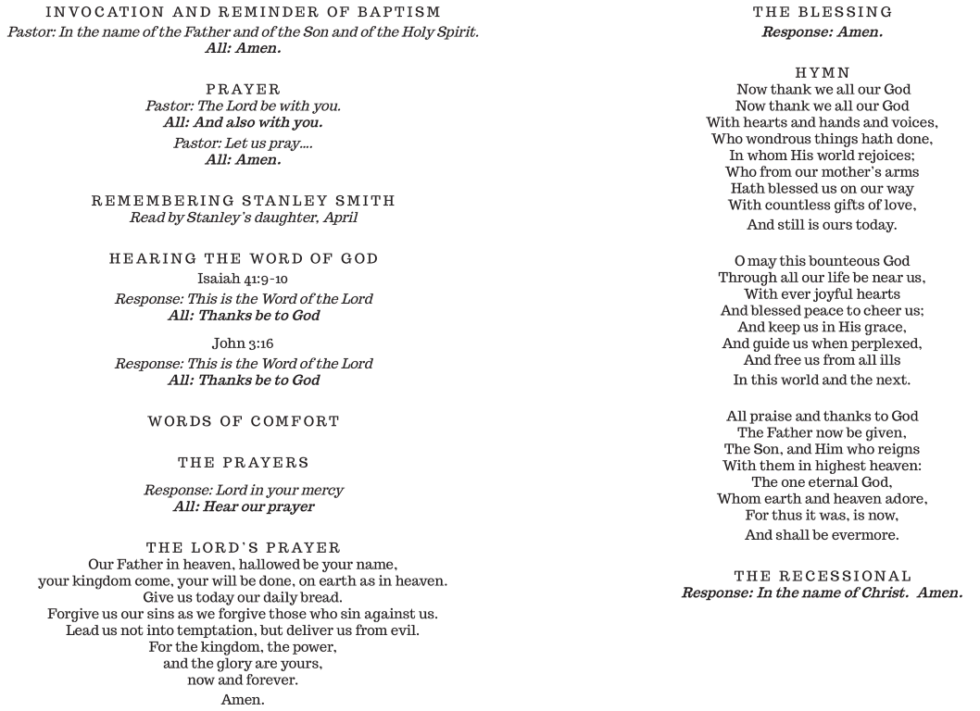 Service Sheets - F Greed & Sons Funerals
