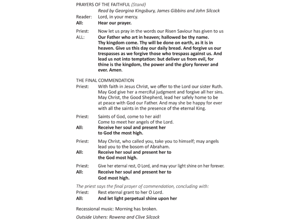 Service Sheets - F Greed & Sons Funerals