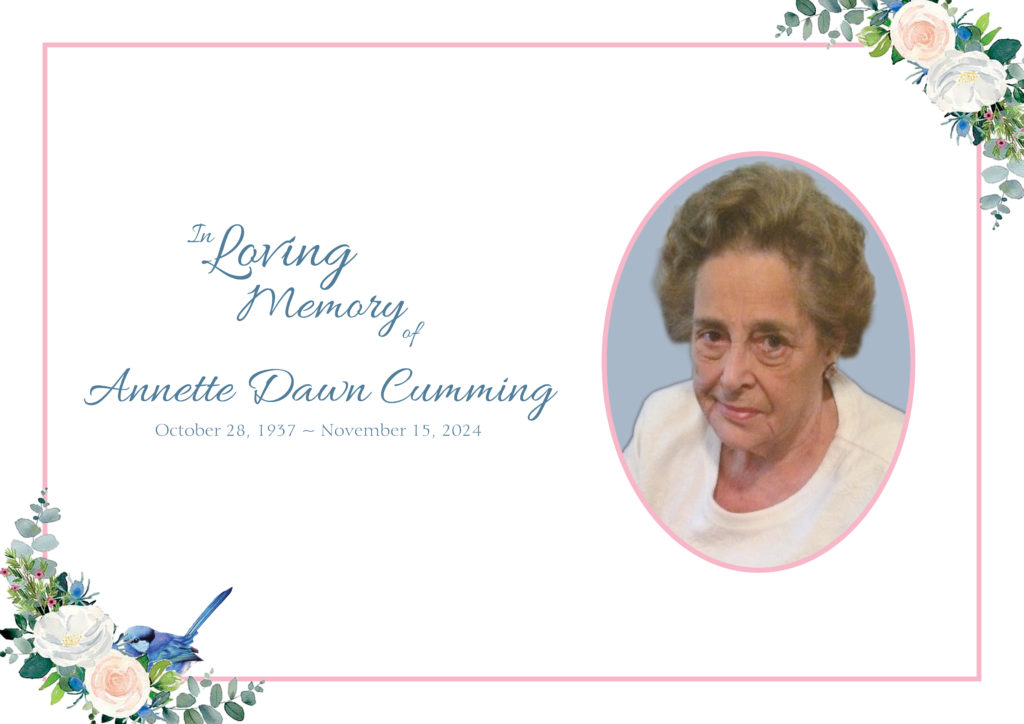 Memorial Tribute template-Annette Dawn Cumming - F Greed & Sons Funerals