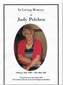 Memorial Tribute JUDITH PELCHEN - F Greed & Sons Funerals