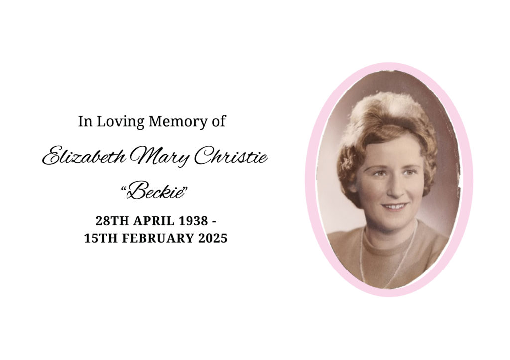 Memorial Tribute template - ELIZABETH CHRISTIE - F Greed & Sons Funerals