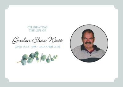 Memorial Tribute Gordon Watt - F Greed & Sons Funerals