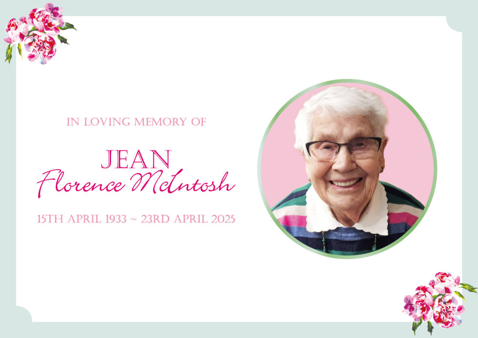 Memorial Tribute Jean Florence McIntosh - F Greed & Sons Funerals