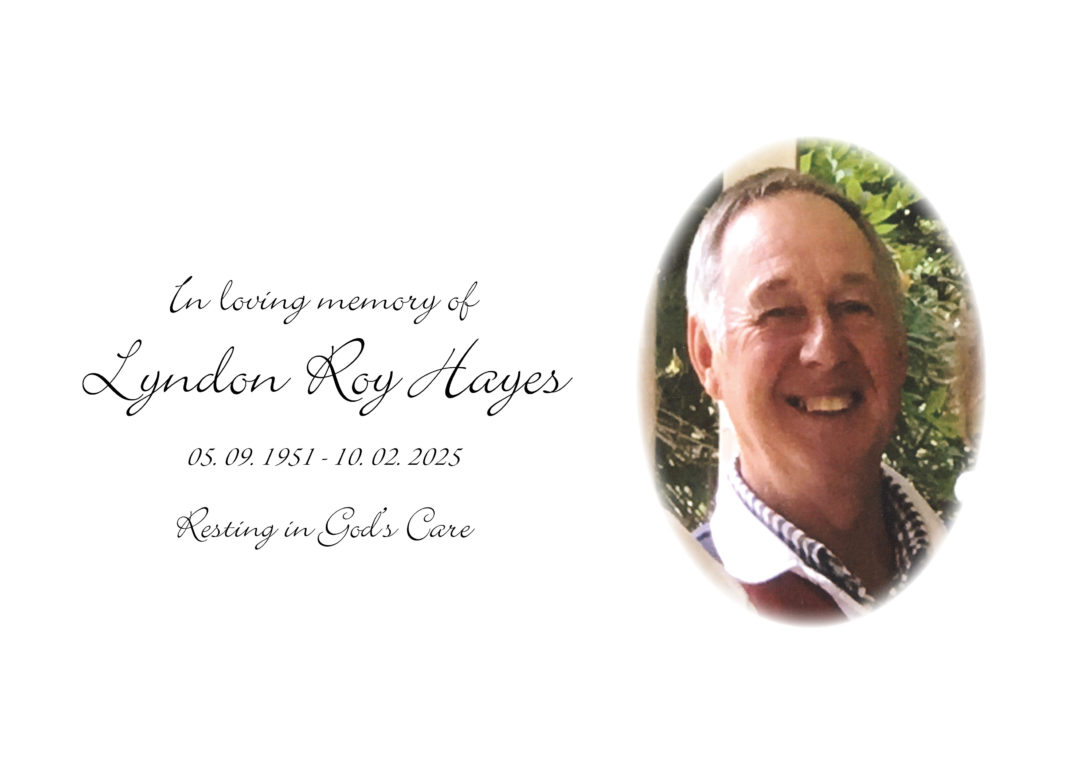 Memorial Tribute template - LYNDON ROY HAYES - F Greed & Sons Funerals
