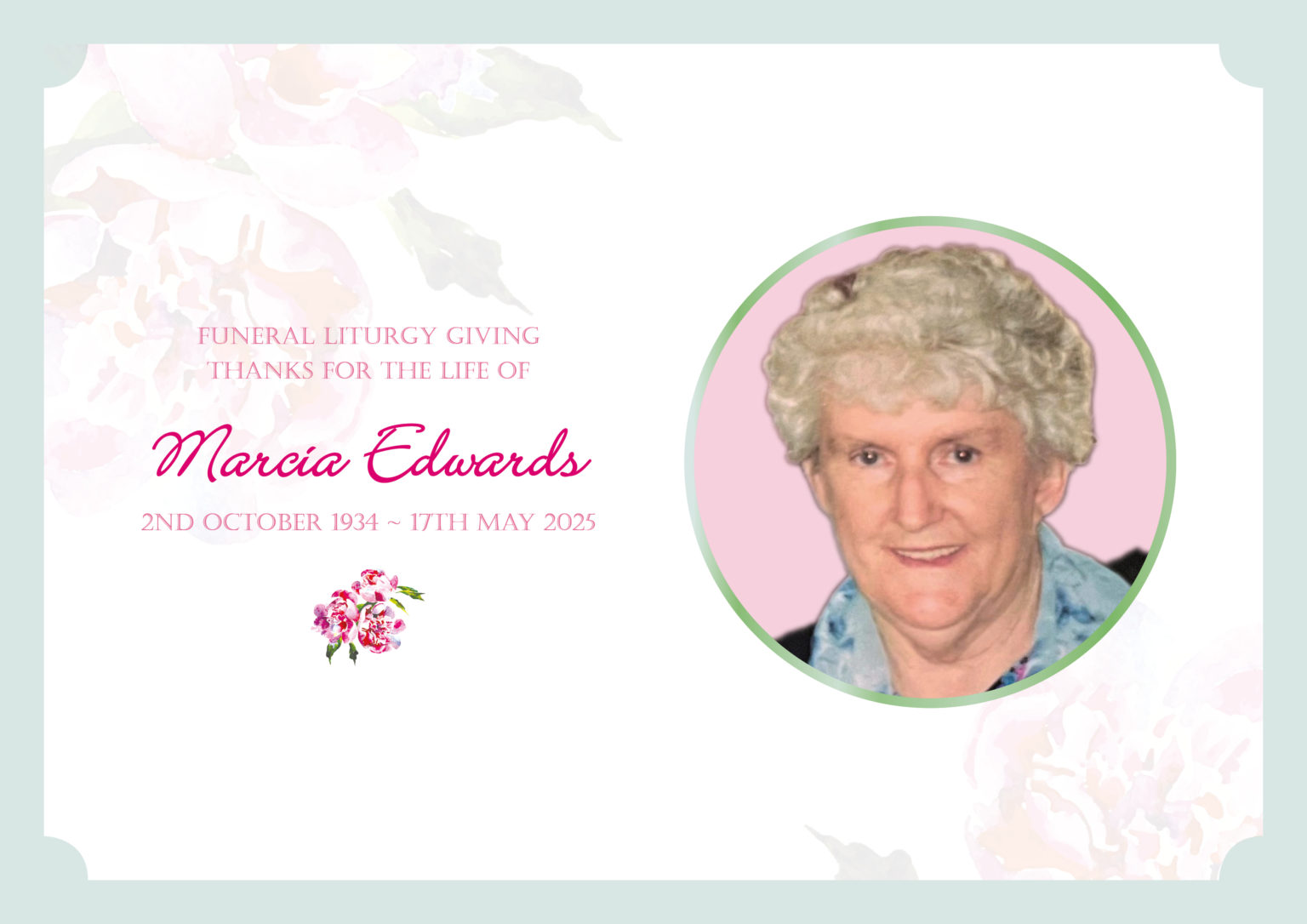 Memorial Tribute - MARCIA EDWARDS - F Greed & Sons Funerals