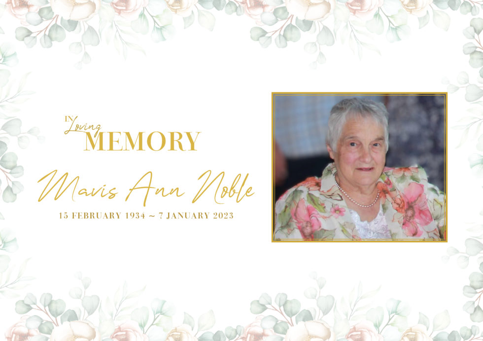 Memorial Tribute- MAVIS NOBLE - F Greed & Sons Funerals