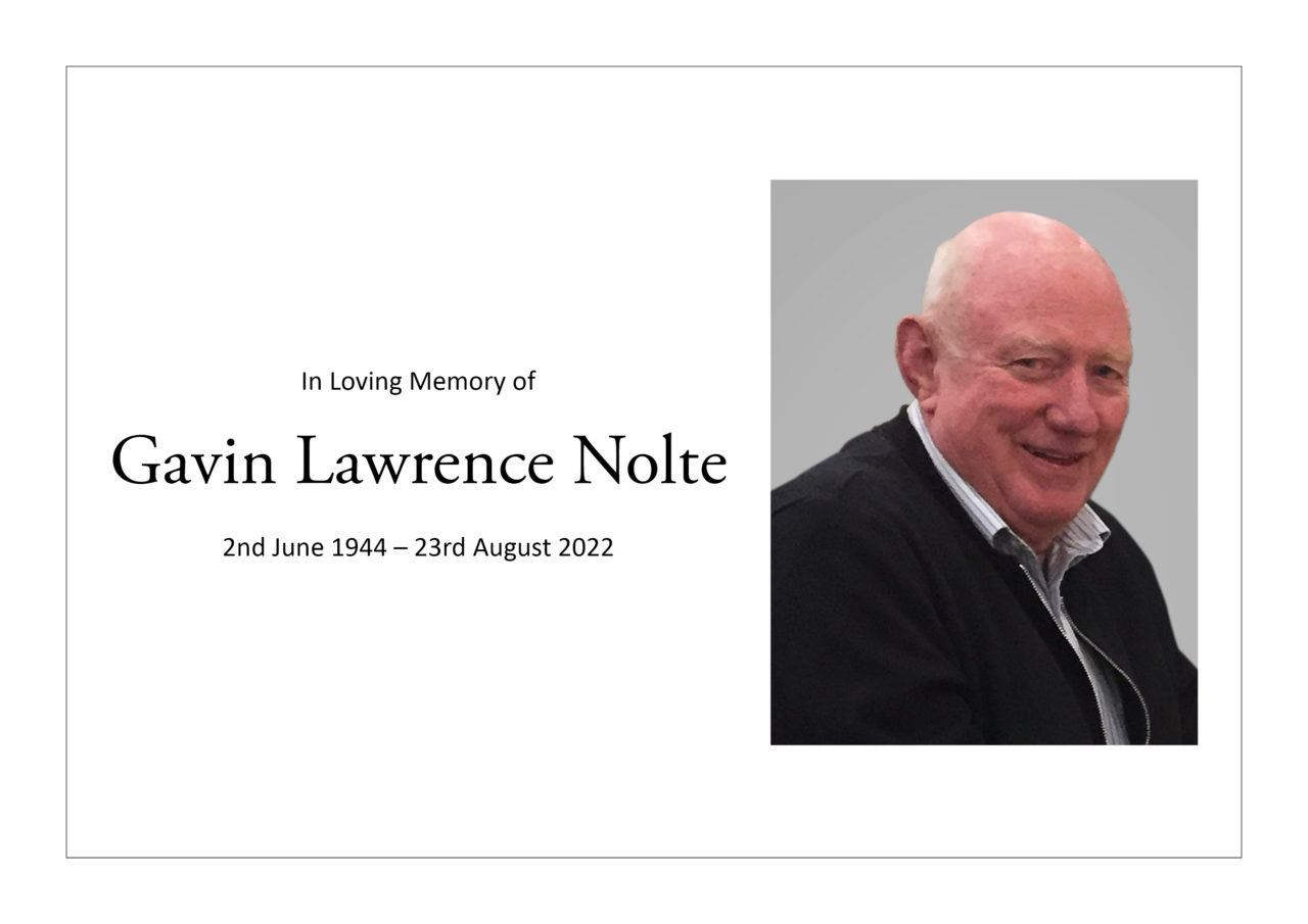 Memorial Tribute Gavin Lawrence Nolte - F Greed & Sons Funerals