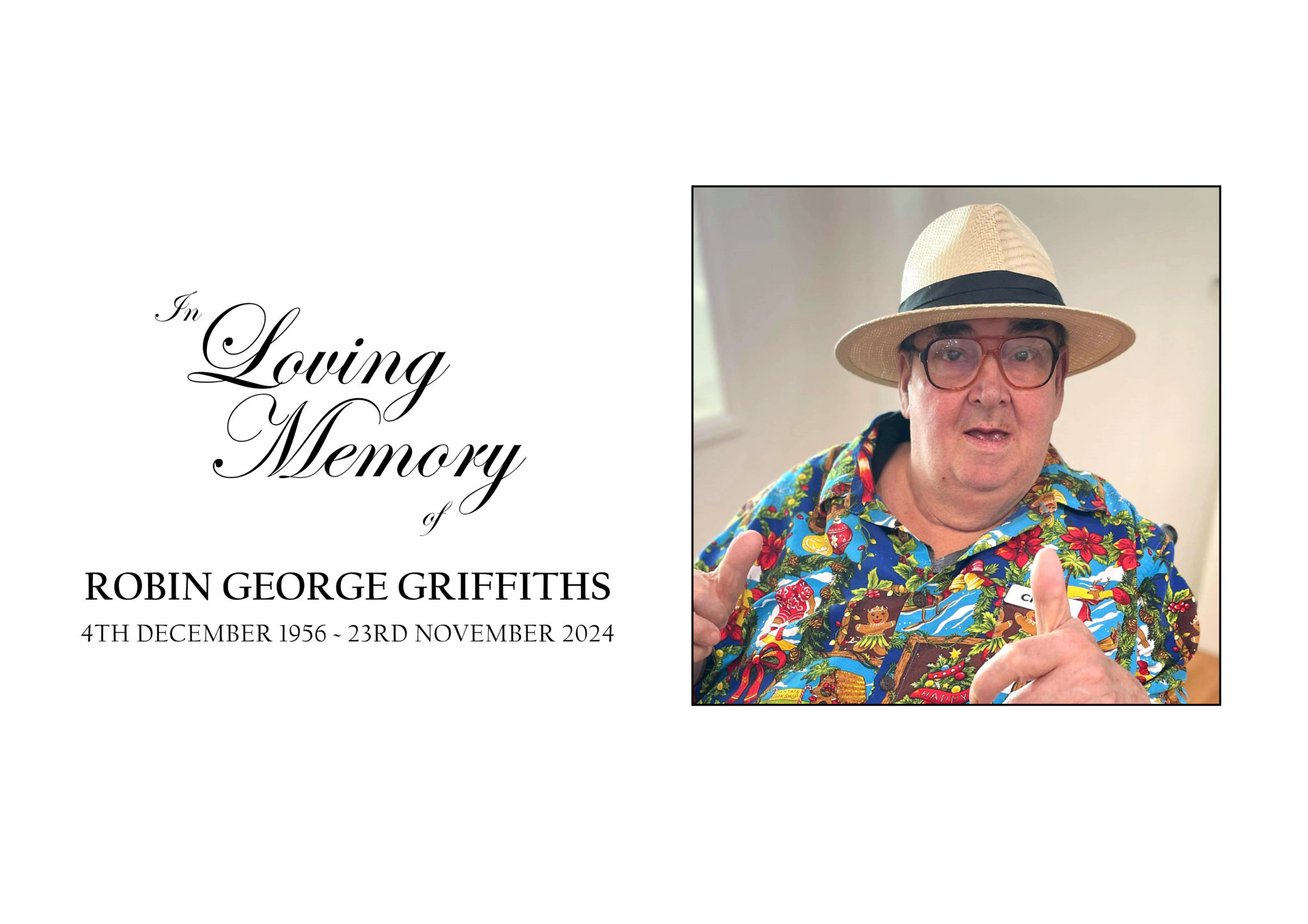 Memorial Tribute template - Robin Griffiths - F Greed & Sons Funerals