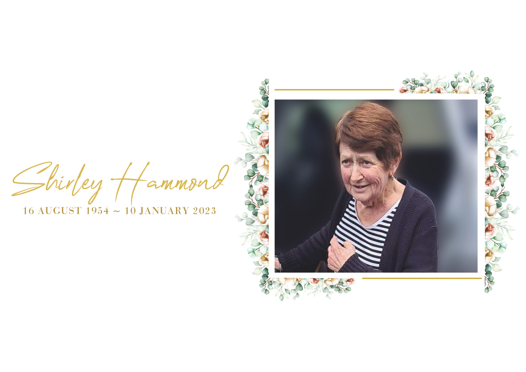 Memorial Tribute template Shirley Hammond - F Greed & Sons Funerals