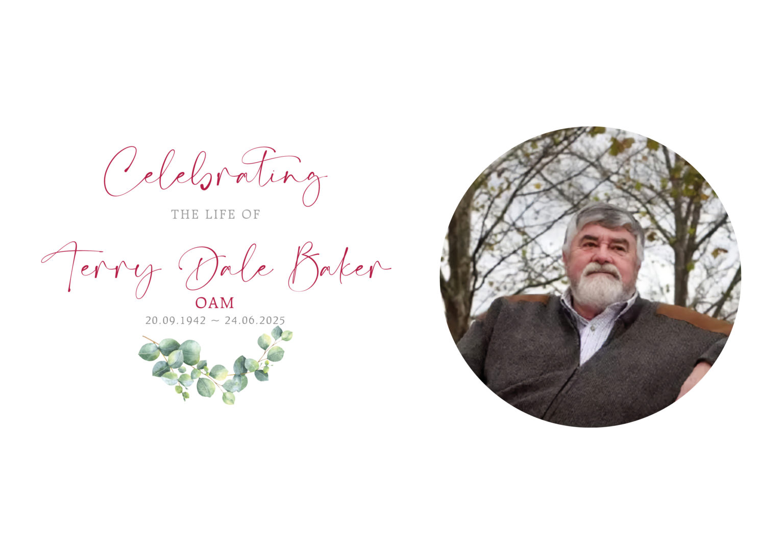 Memorial Tribute template - TERRY BAKER - F Greed & Sons Funerals