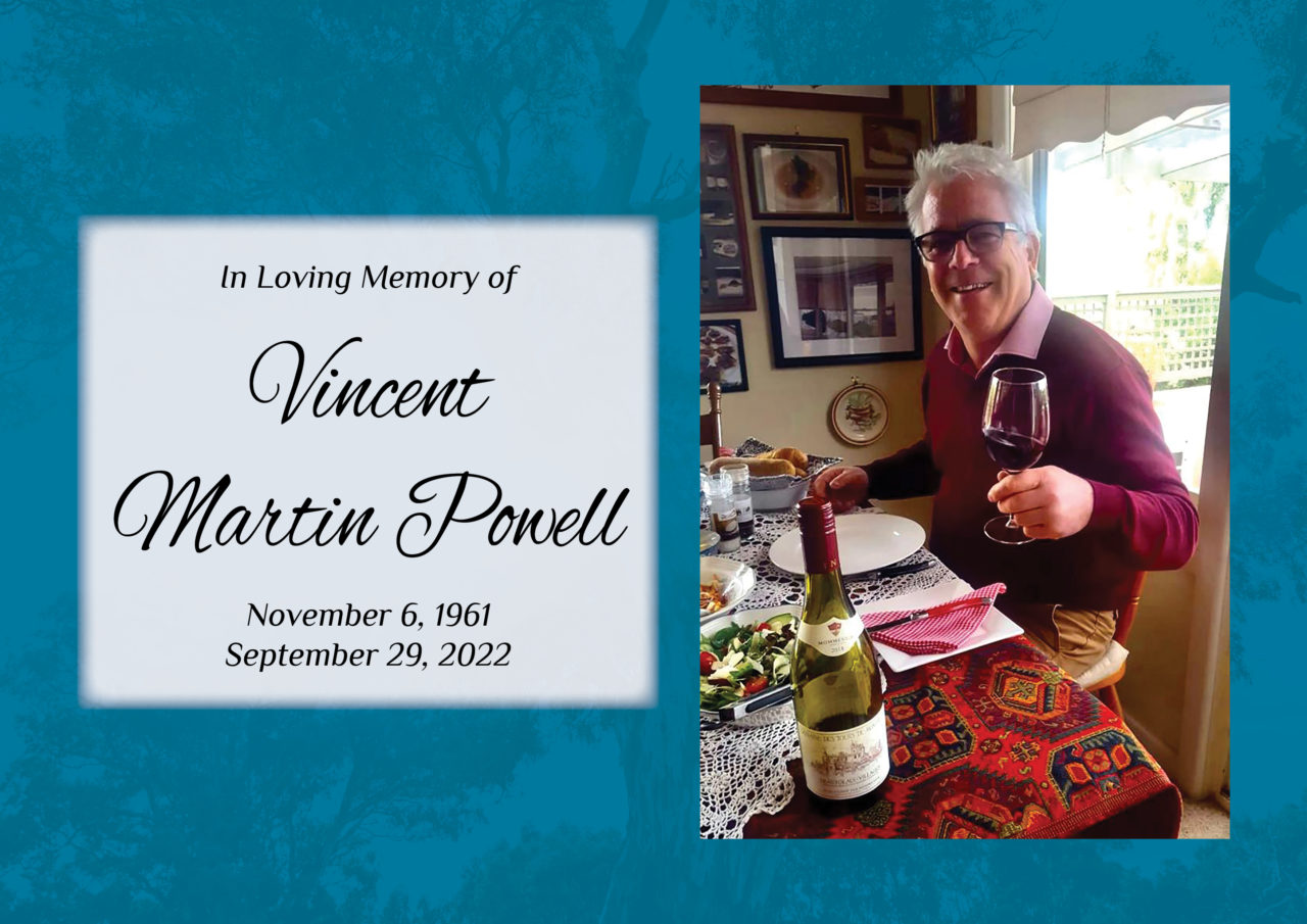 Memorial Tribute Vincent Martin Powell - F Greed & Sons Funerals
