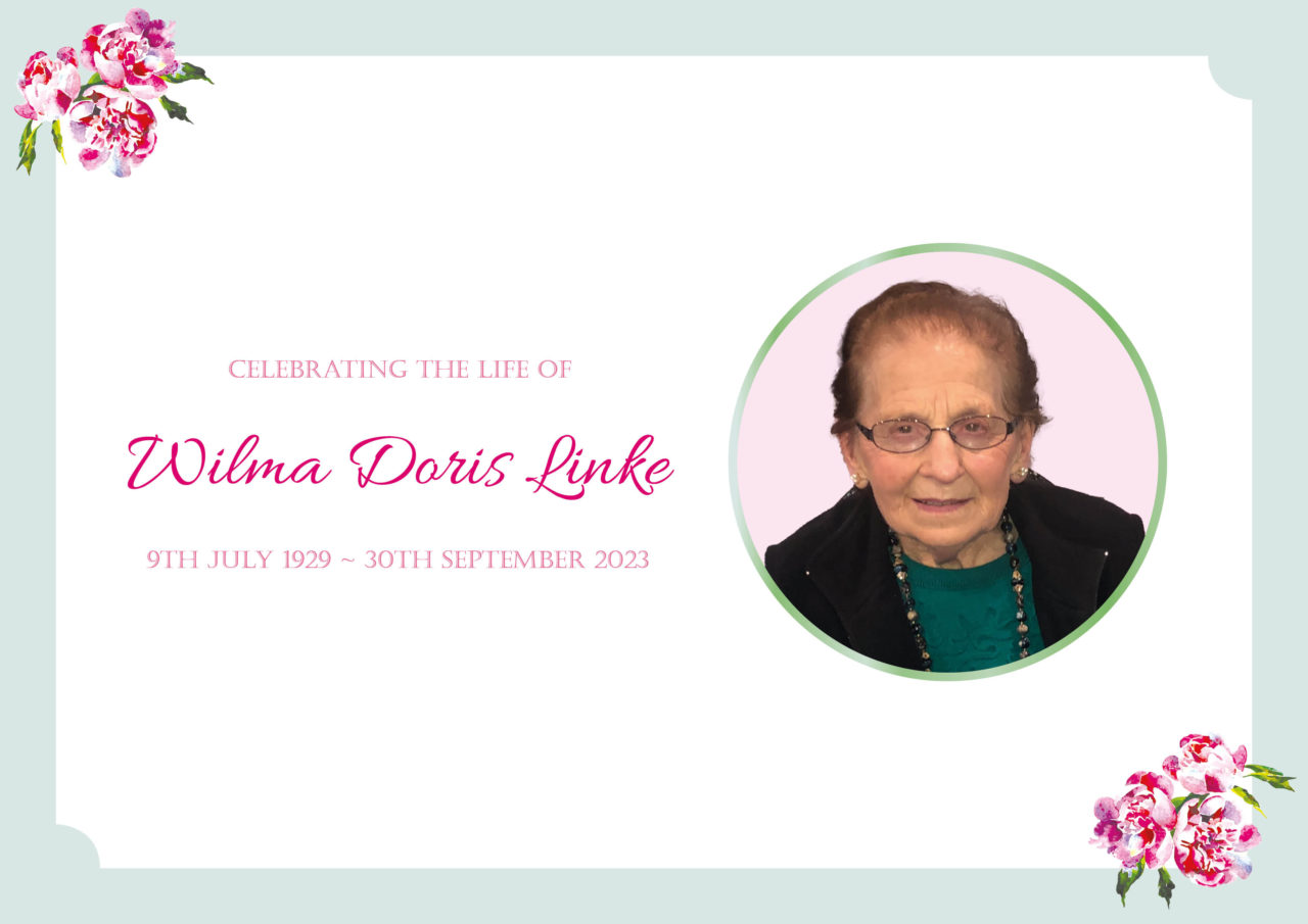 Memorial Tribute Wilma Doris Linke - F Greed & Sons Funerals